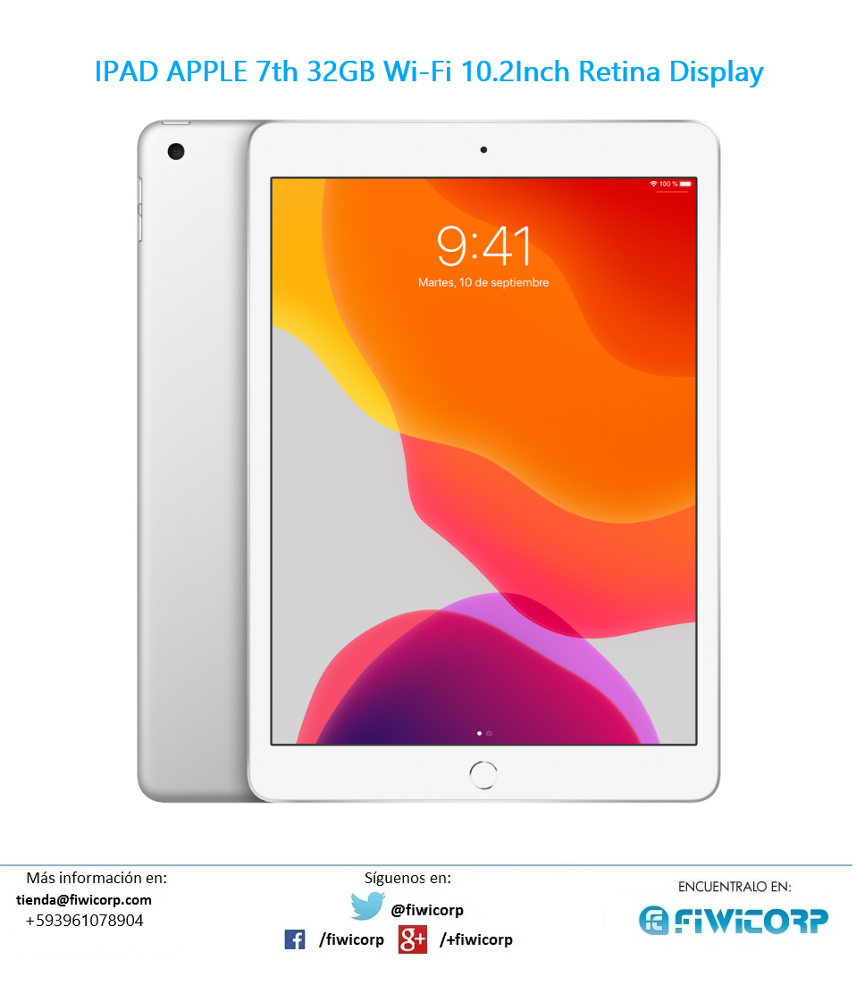 IPAD APPLE 7th 32GB Wi-Fi 10.2Inch Retina Display - FIWICORP S.A.